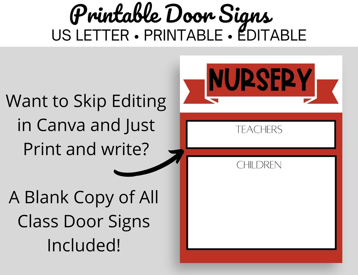 Primary Class Door and Chair Signs EDITABLE PRINTABLE - Etsy