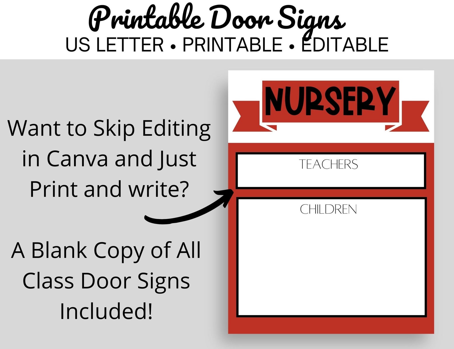 Primary Class Door and Chair Signs EDITABLE PRINTABLE - Etsy