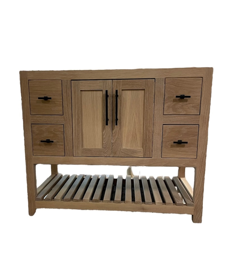 White Oak Single Bathroom Vanity W/ Slats - Etsy