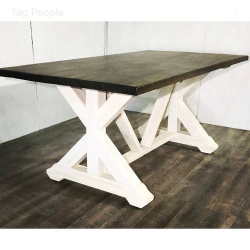 Rustic Chevron Top Table Trestle Base Table Dining Table | Etsy