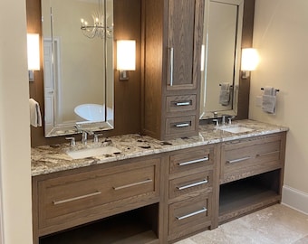 White Oak Bathroom Vanity Built to Order Any Size Solid Wood - Etsy