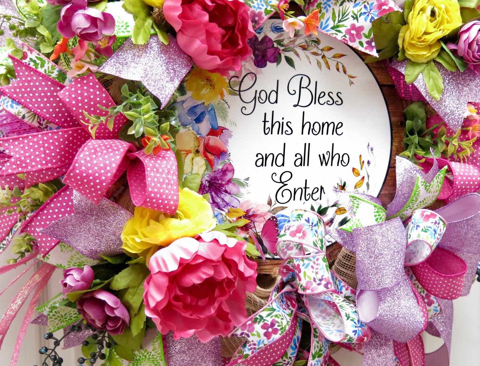 Spring Wreath Summer Wreath God Bless This Home Everyday - Etsy