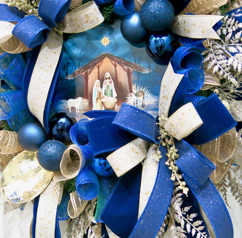 Nativity Wreath Christmas Wreaths For Front Door Religious Christmas