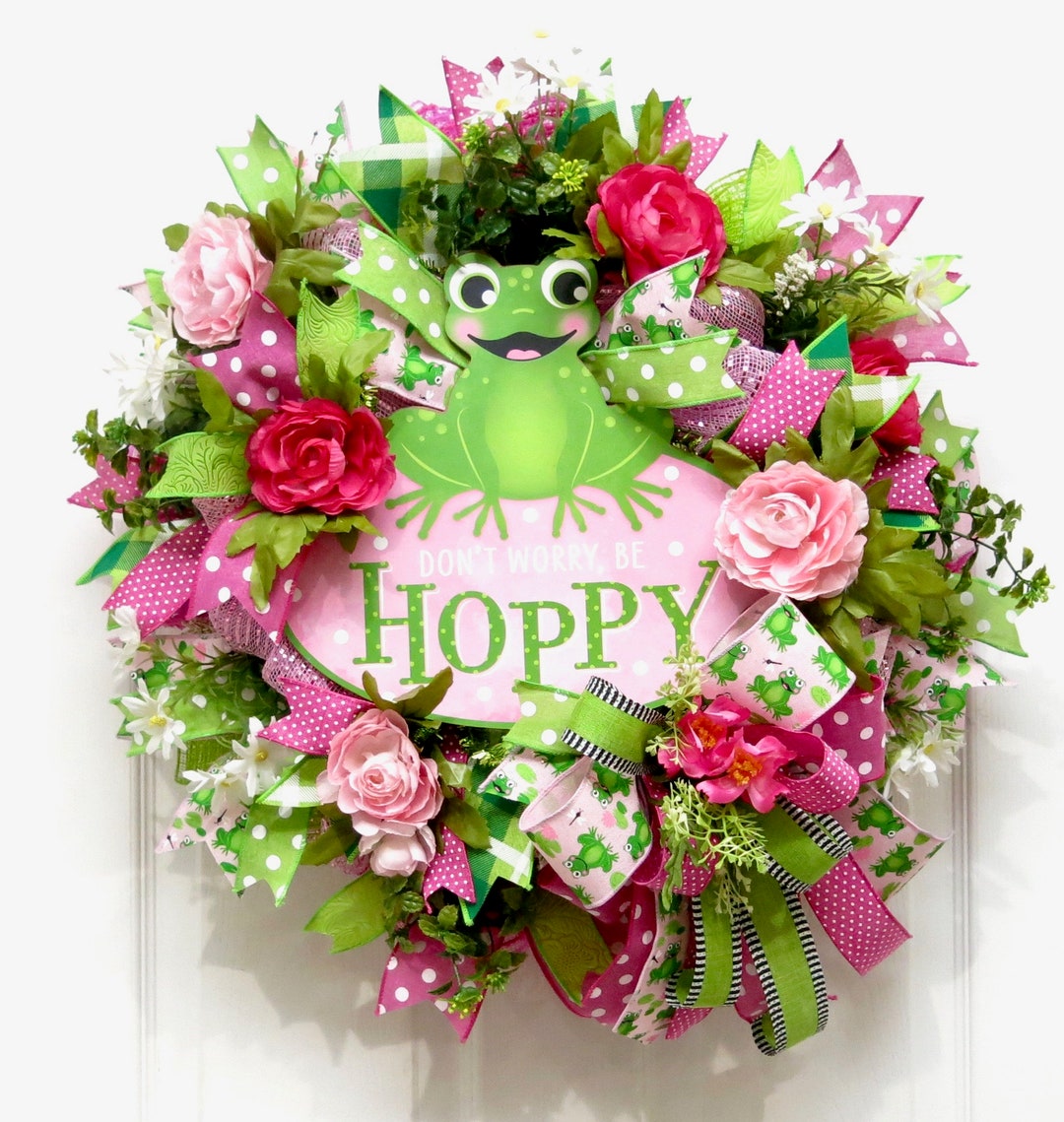 Frog Wreath, Spring Summer Wreaths for Front Door, Welcome Wreath ...