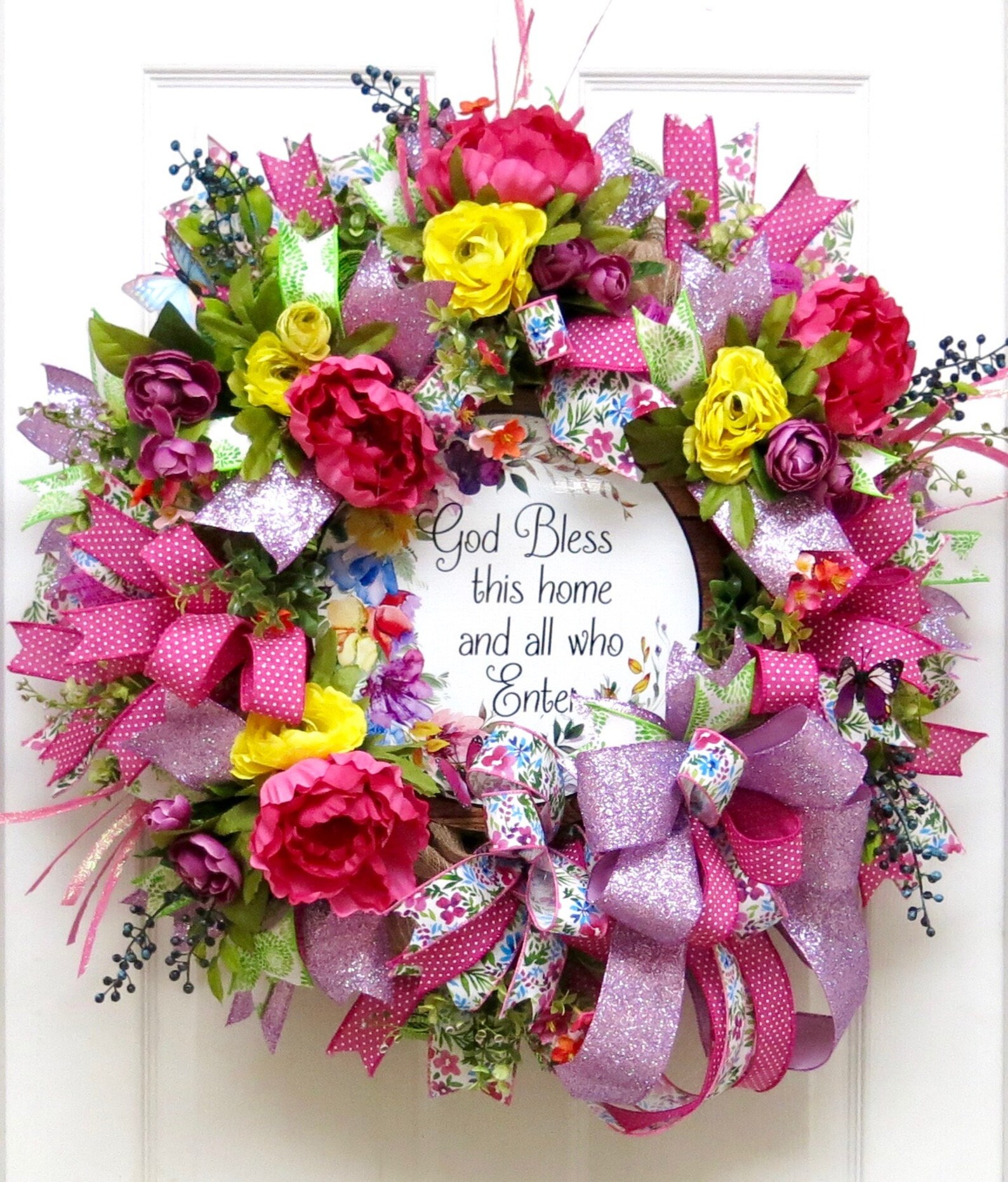 Spring Wreath Summer Wreath God Bless This Home Everyday - Etsy