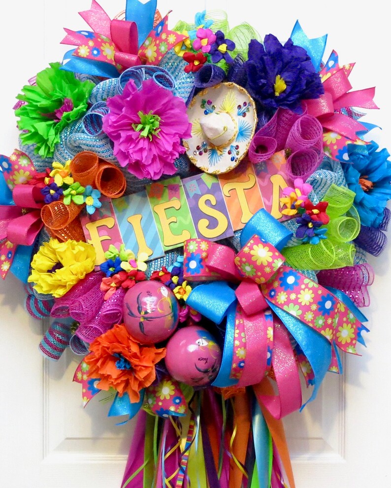 Fiesta Wreaths Fiesta Decoration Cinco De Mayo Wreath Deco - Etsy