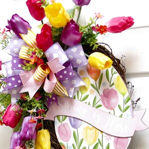 Spring Wreaths for Front Door, Easter Wreath, Tulip Wreath, Easter Door ...