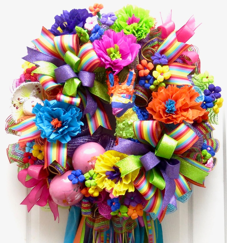 Fiesta Wreaths for Front Door, Cinco De Mayo, Deco Mesh Fiesta Wreath ...