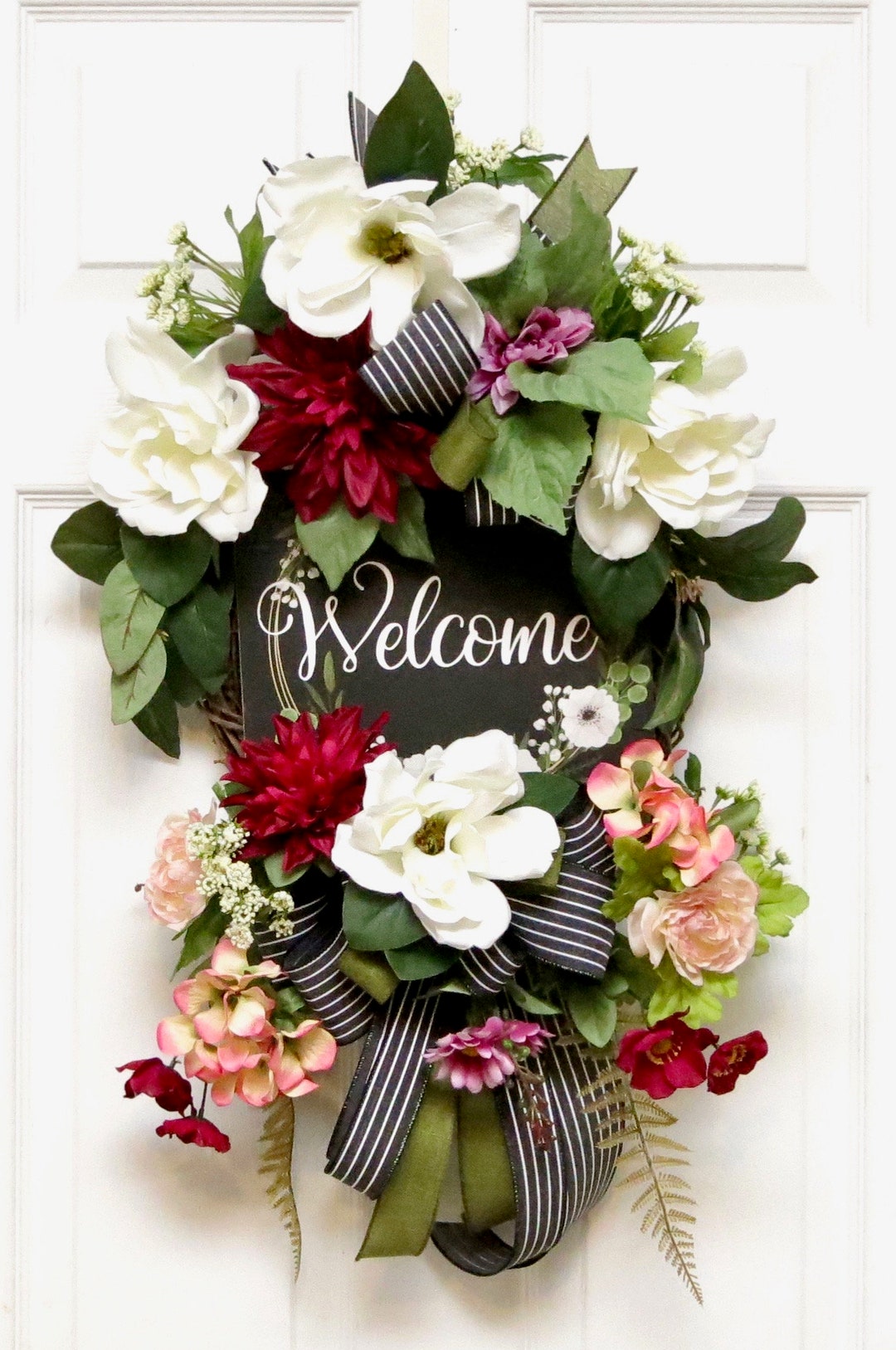 Everyday Wreath for Front Door, Welcome Wreath, Door Hanger, Magnolia ...