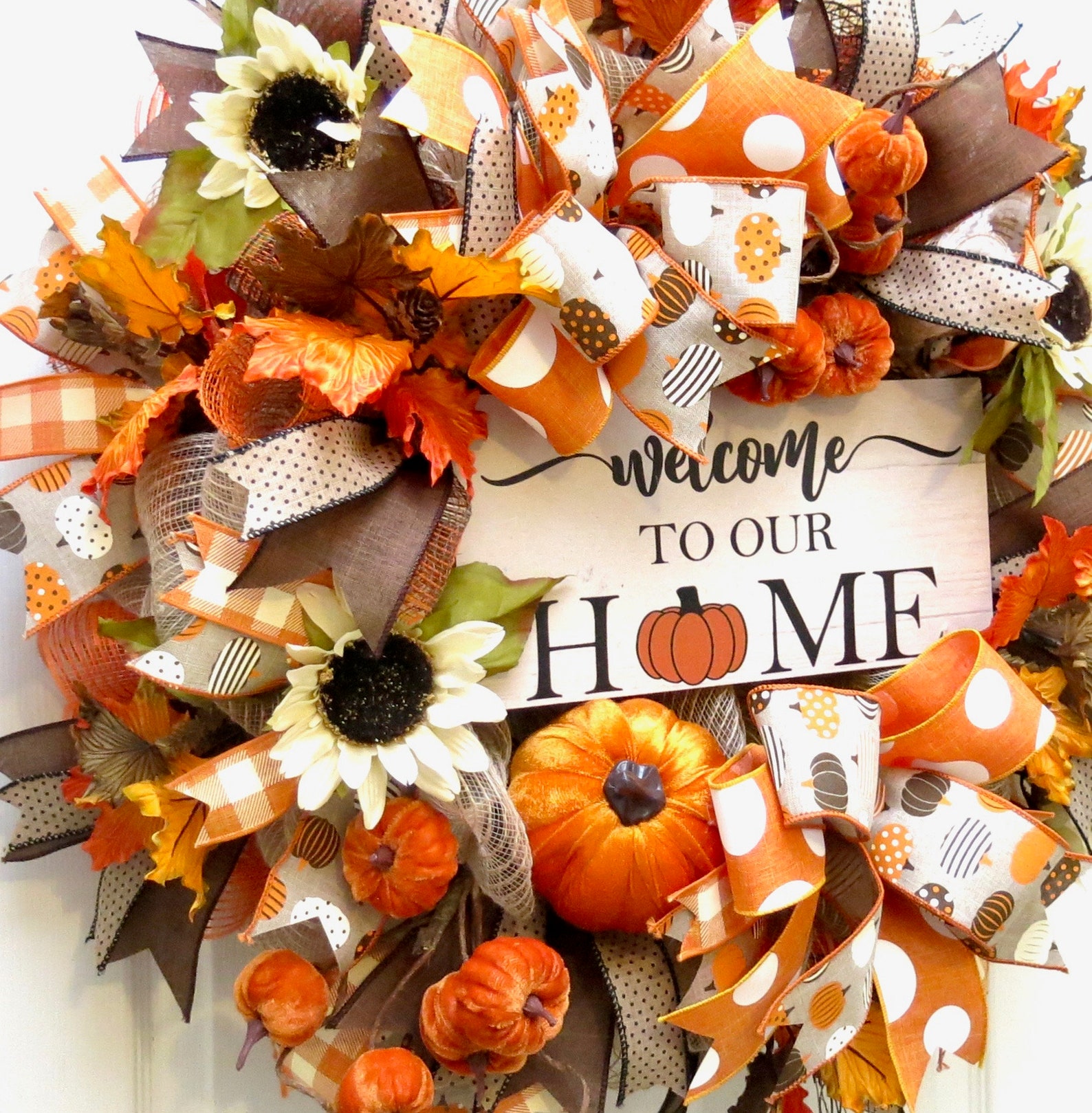 Fall Wreaths for Front Door, Welcome Wreath, Gift Ideas, Sunflower ...
