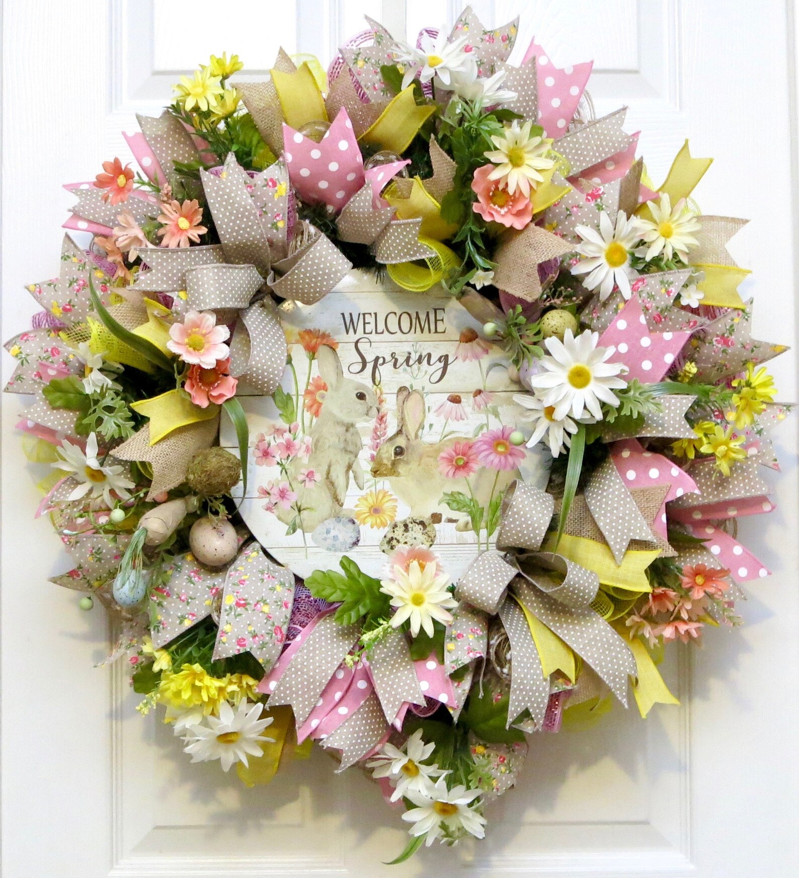 Spring Wreaths for Front Door Welcome Wreath Spring Wreath - Etsy