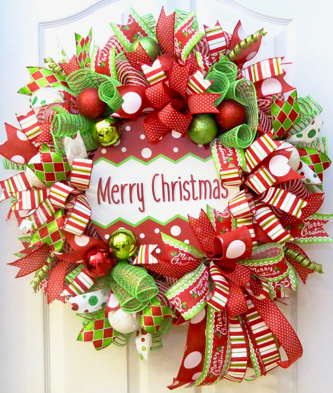 Christmas Wreaths for Front Door Deco Mesh Christmas Wreath | Etsy