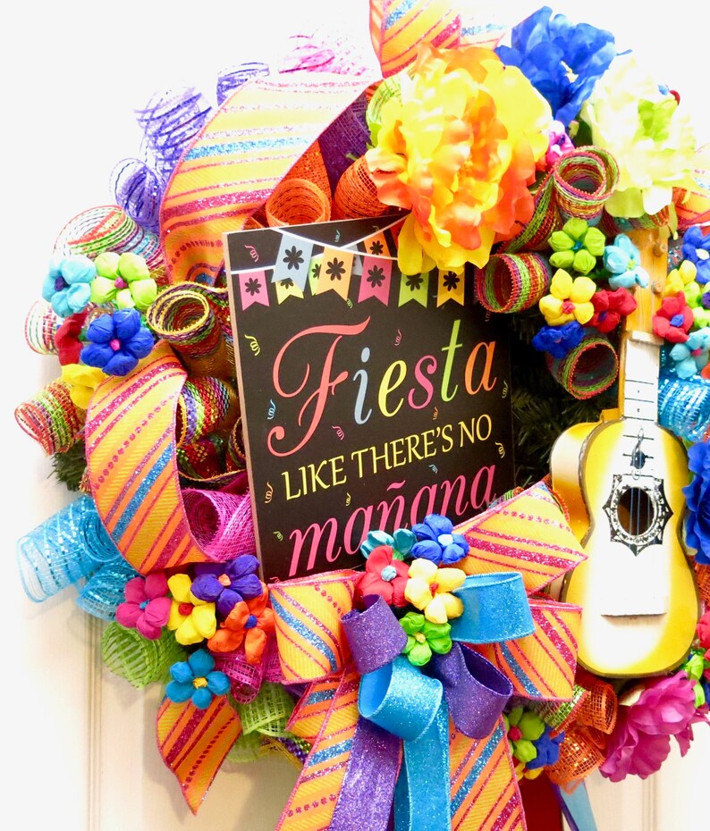 Fiesta Wreath Cinco De Mayo Wreath Guitar Wreath Deco Mesh - Etsy