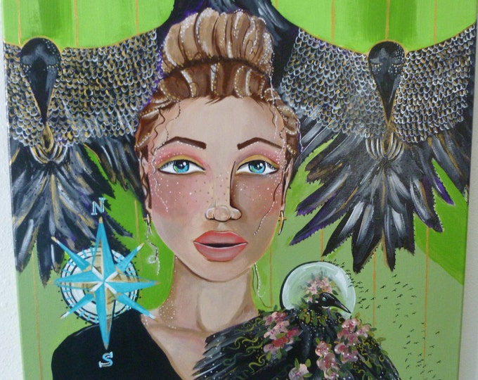 Raven Deity, Acrylic Original Painting, Crow/ Raven, Crow Goddess ...