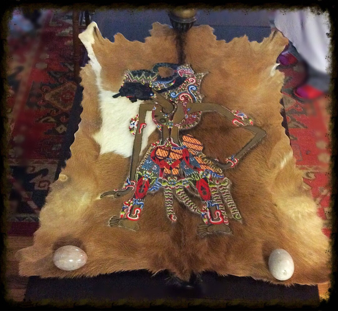 Painted Goatskin, GATUTKACA. Tanned Goat Pelt With Cut Outs ...