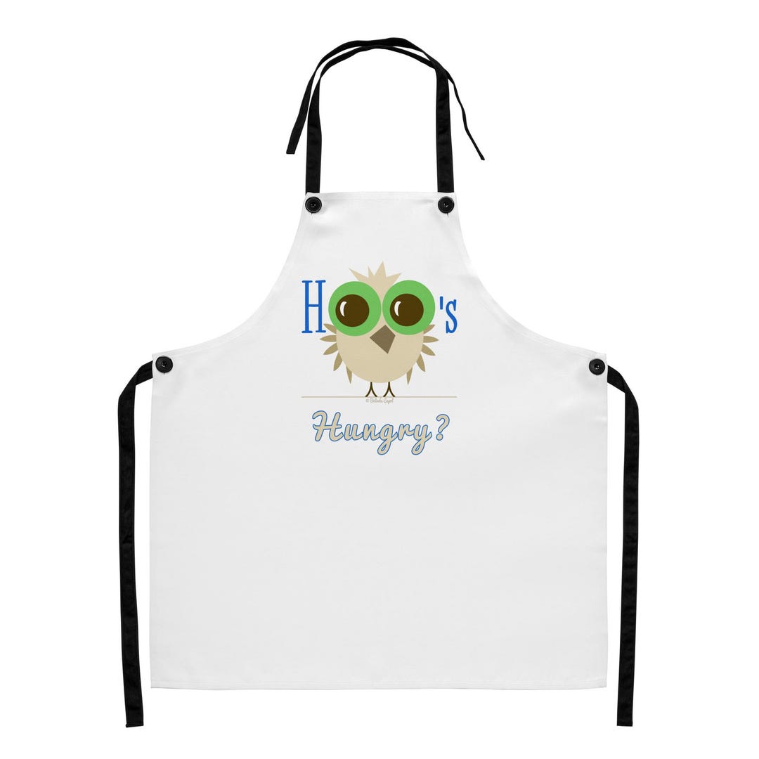 Owl Apron "hoo's Hungry?" – Cute Minimalist Kitchen Apron With Big Eyes ...