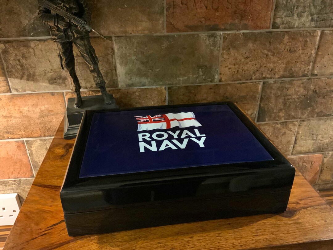 Royal Navy Medals and Memorabilia Box, Personalised Ceramic Top, Great ...