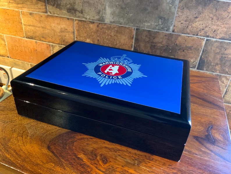 Warwickshire Police Medals Box, Polished Wood & Ceramic Top ...