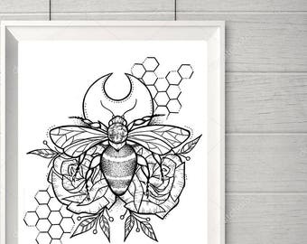 Geometric bee | Etsy