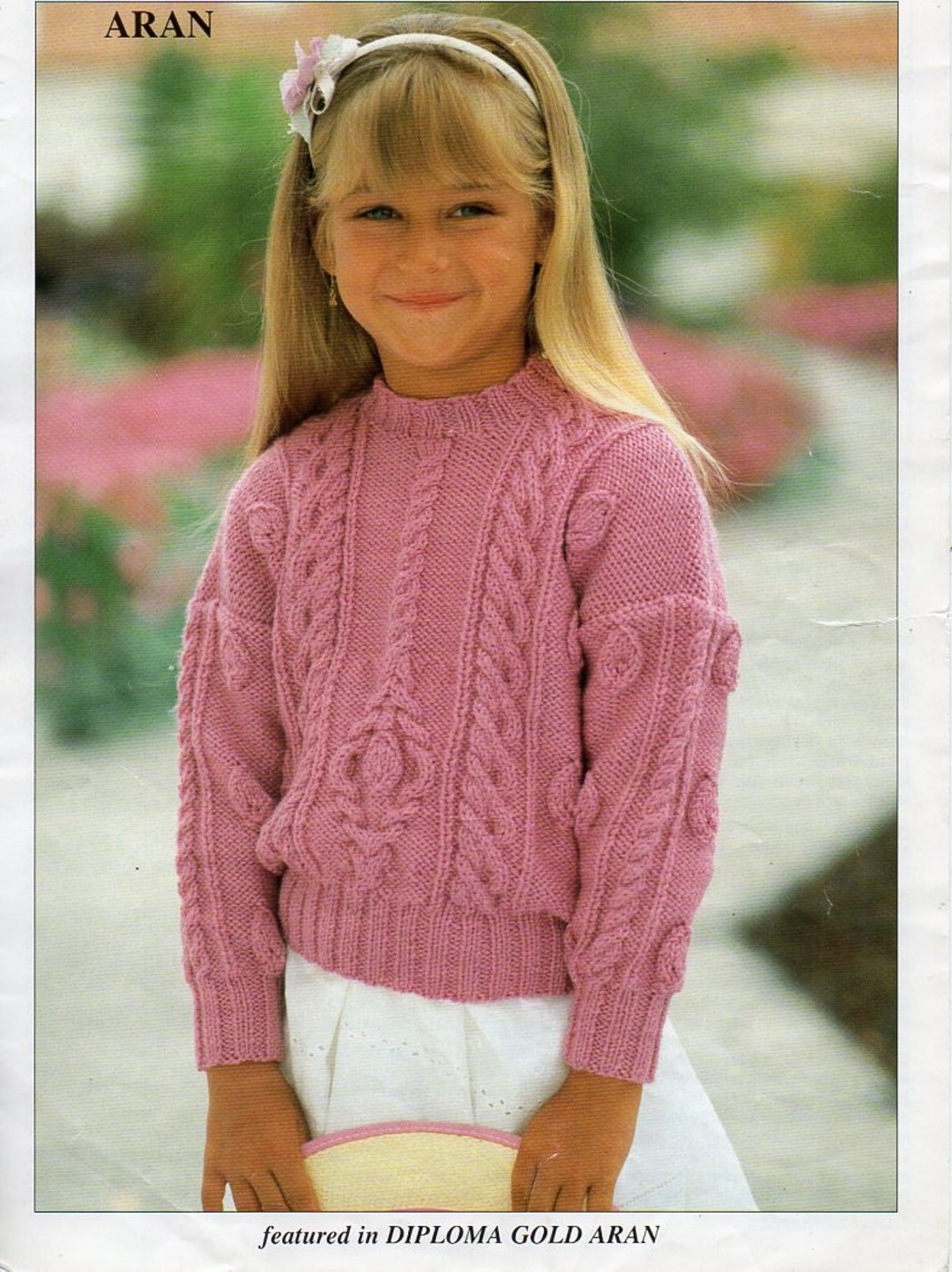 Childrens Cable Sweater Knitting Pattern Pdf Girls Leaf Pattern Cable ...