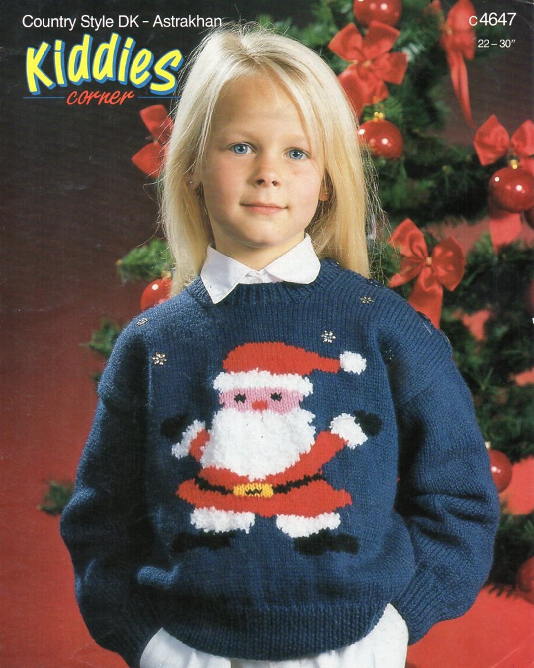 Childrens Santa Sweater Knitting Pattern Pdf Childs Christmas Jumper ...
