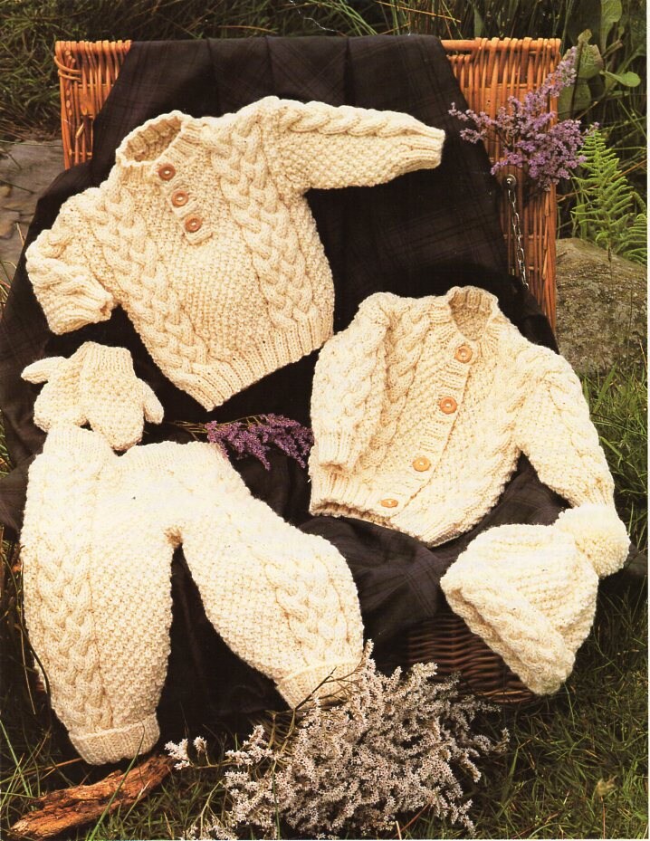 Baby Aran Sweater Cardigan Knitting Pattern Pdf Cable Jumper - Etsy