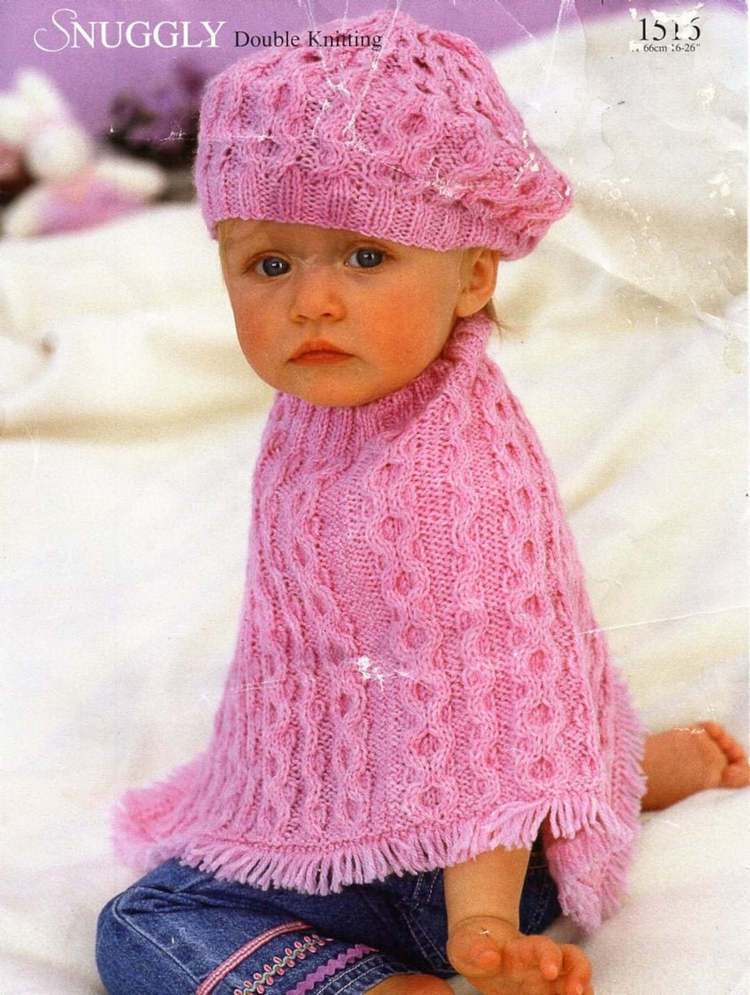 Baby Poncho Knitting Pattern Pdf Girls Cable Poncho Beret Hat - Etsy UK
