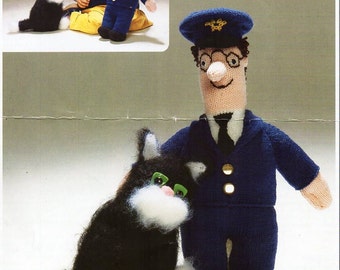 Vintage Toy Knitting Pattern Postman Pat and Jess the Cat Instant ...