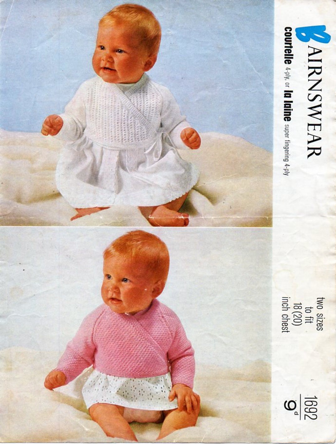 Vintage Baby Crossover Cardigan Knitting Pattern Pdf 4ply Baby ...