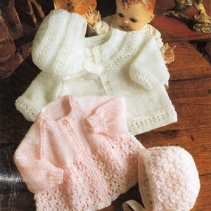 Baby DK Matinee Jackets Bonnets Knitting Pattern PDF Matinee - Etsy