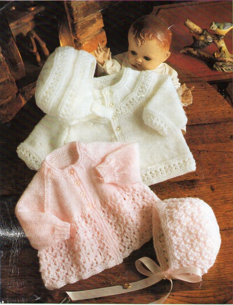 Baby DK Matinee Jackets Bonnets Knitting Pattern PDF Matinee - Etsy