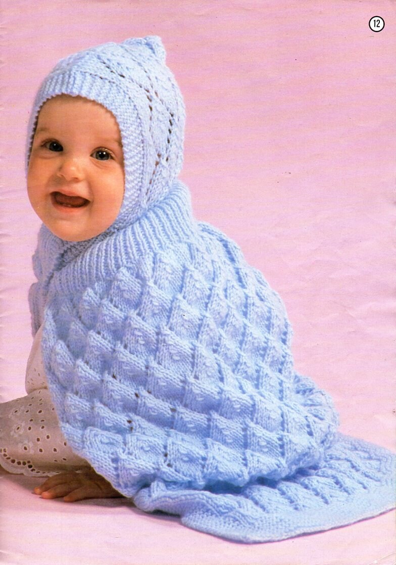 Baby Hooded Cape Knitting Pattern Pdf Baby Carrying Cape With - Etsy UK