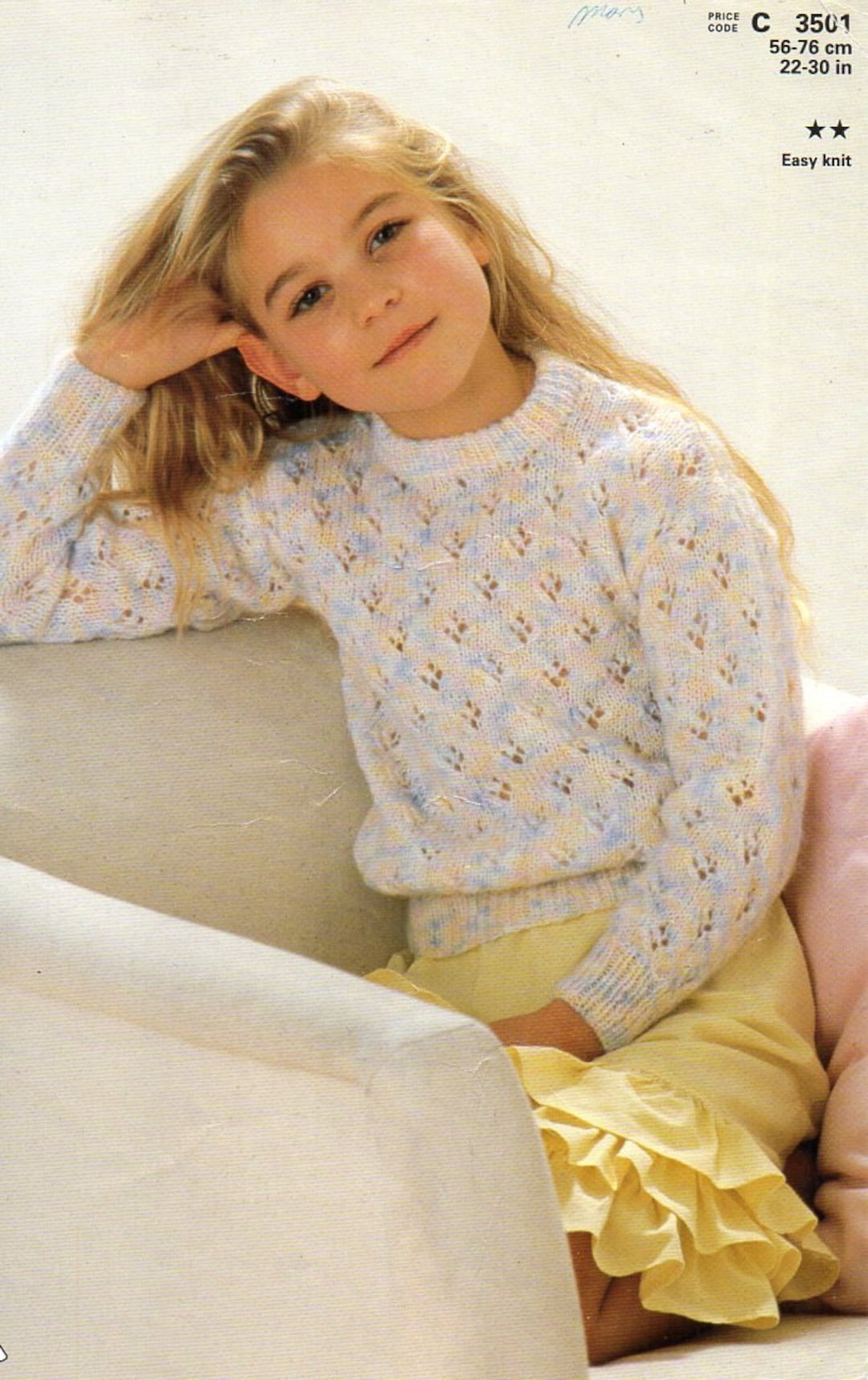 Girls Lacy Sweater Knitting Pattern Pdf Childrens Lacy Jumper - Etsy