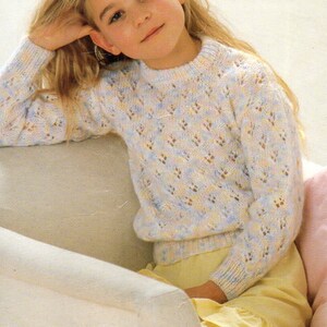 Girls Lacy Sweater Knitting Pattern Pdf Childrens Lacy Jumper - Etsy