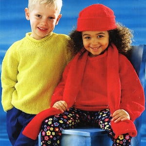 Baby / Childs Chenille Sweater Hat Scarf Set Knitting Pattern - Etsy UK