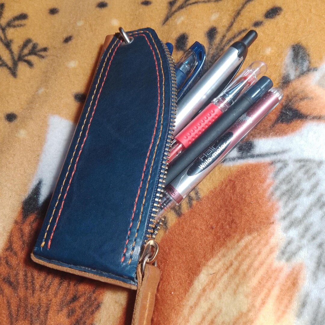 Leather Zipper Pen Case, Office Supplies Organizer, Personalized Pencil ...
