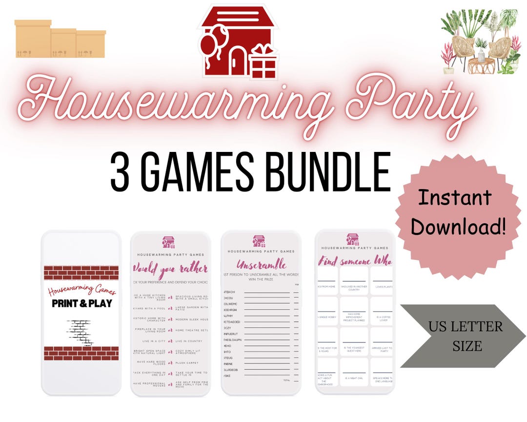 Housewarming Party Games Bundle, Fun Activities (printable) - Etsy