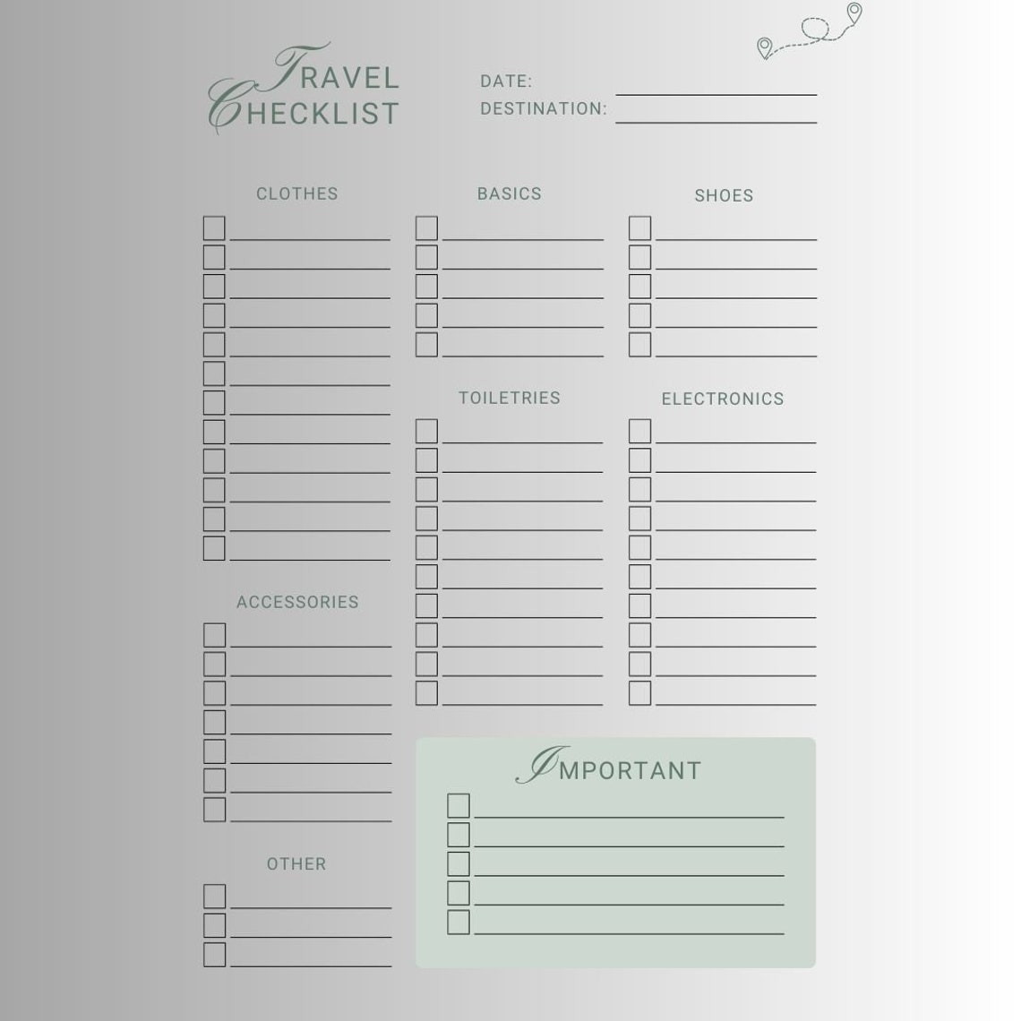 Travel and Road Trip and Packing Checklist Planner Printable - Etsy