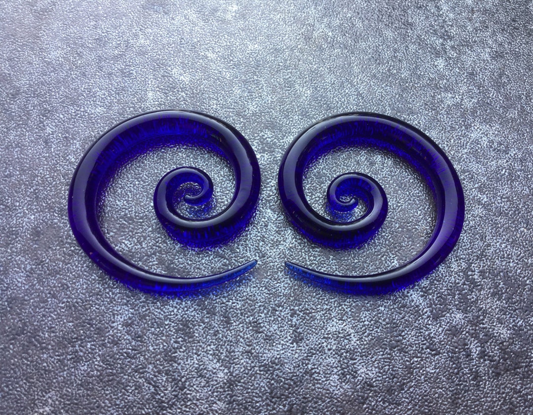 1 Pair (2 Pieces) Translucent Cobalt Blue Super Spirals - Etsy