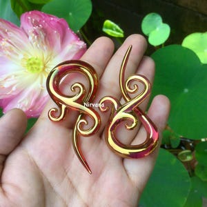1 Pair 2 Pieces Real 24 Karat Ruby Gold Colored Glass Bonita Spirals - Etsy