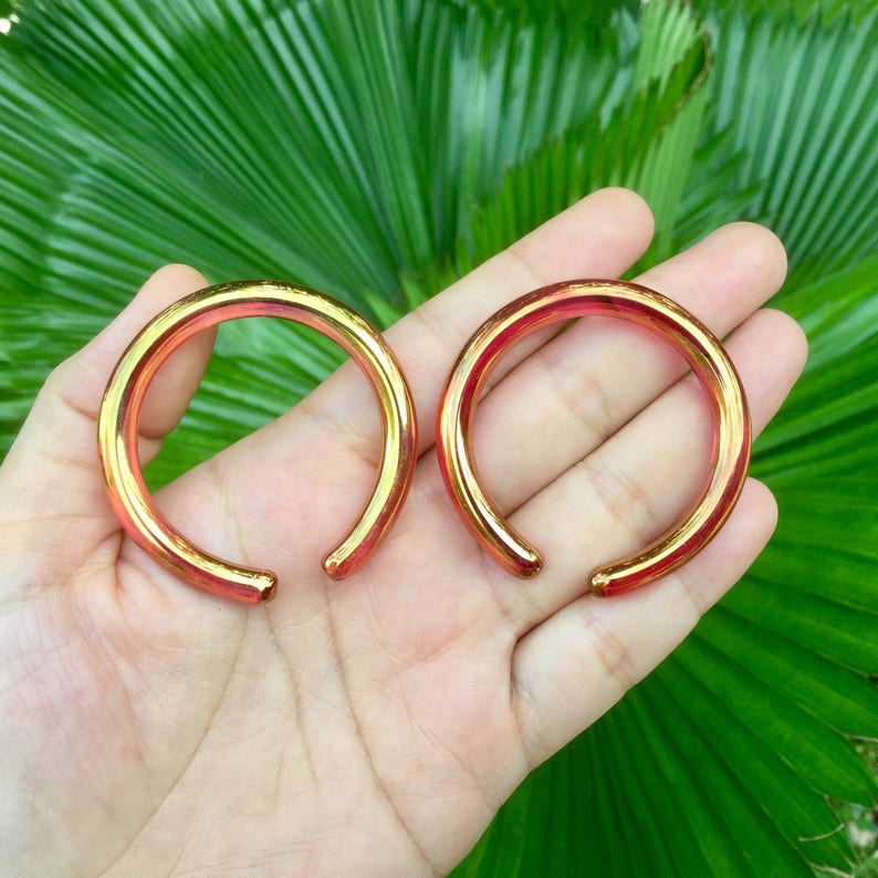 1 Pair 2 Pieces Real 24 Karat Ruby Gold Colored Glass - Etsy
