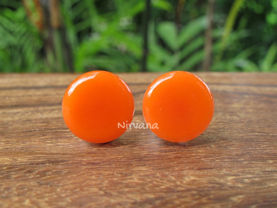 1 Pair (2 Pieces) Orange Color Front Glass Plugs - Etsy