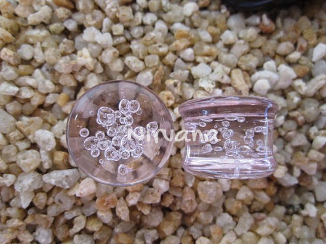 1 Pair (2 Pieces) Pink Bubble Plugs Pyrex Glass - Etsy