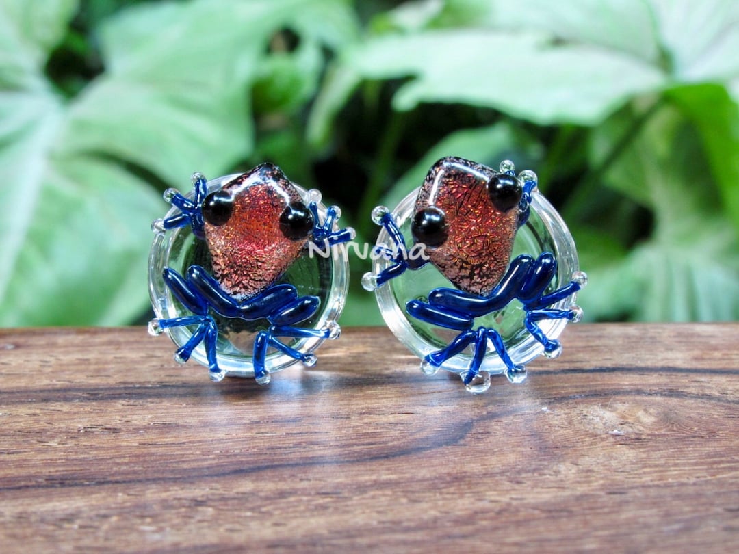 1 Pair (2 Pieces) Dichroic Red Poison Tree Frog Plugs - Etsy