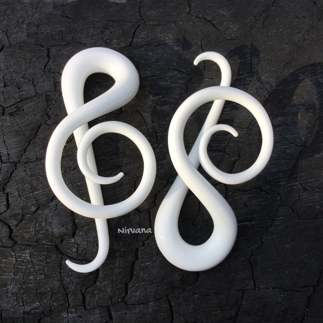 1 Pair (2 Pieces) Solid Color White G Clef Music Ear Shapes Spirals - Etsy