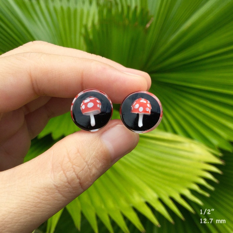 1 Pair 2 Pieces Magic Mushroom Plugs Pyrex Glass Red With - Etsy