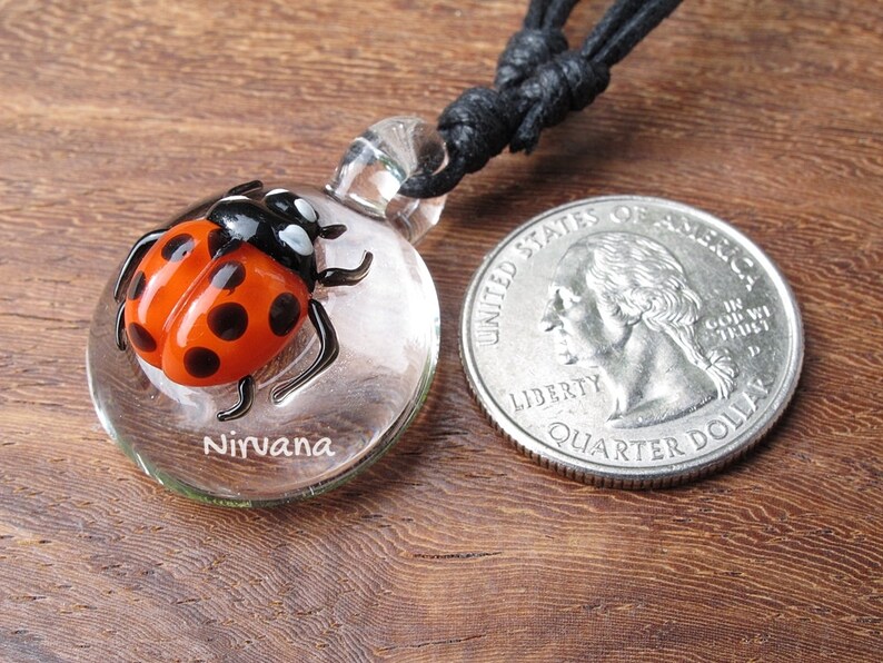 1 Piece - Lady Bug Glass Pendant Critters With Adjustable Black Cord - Etsy