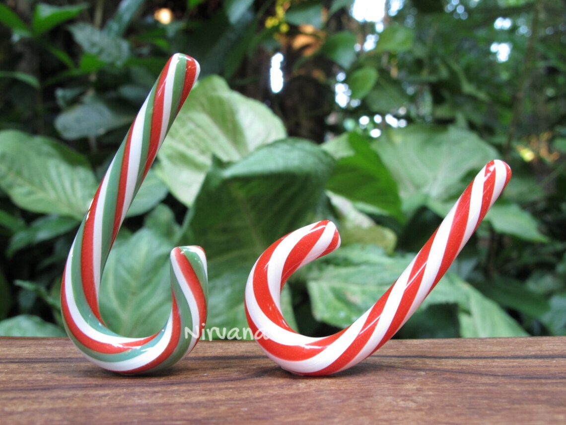 1 Pair 2 Pieces Mixed Pair Glass Holiday Peppermint Candy - Etsy