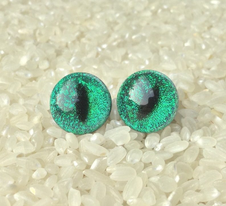 1 Pair 2 Pieces Dichroic Green Cat Eye Plugs Pyrex Glass - Etsy Canada