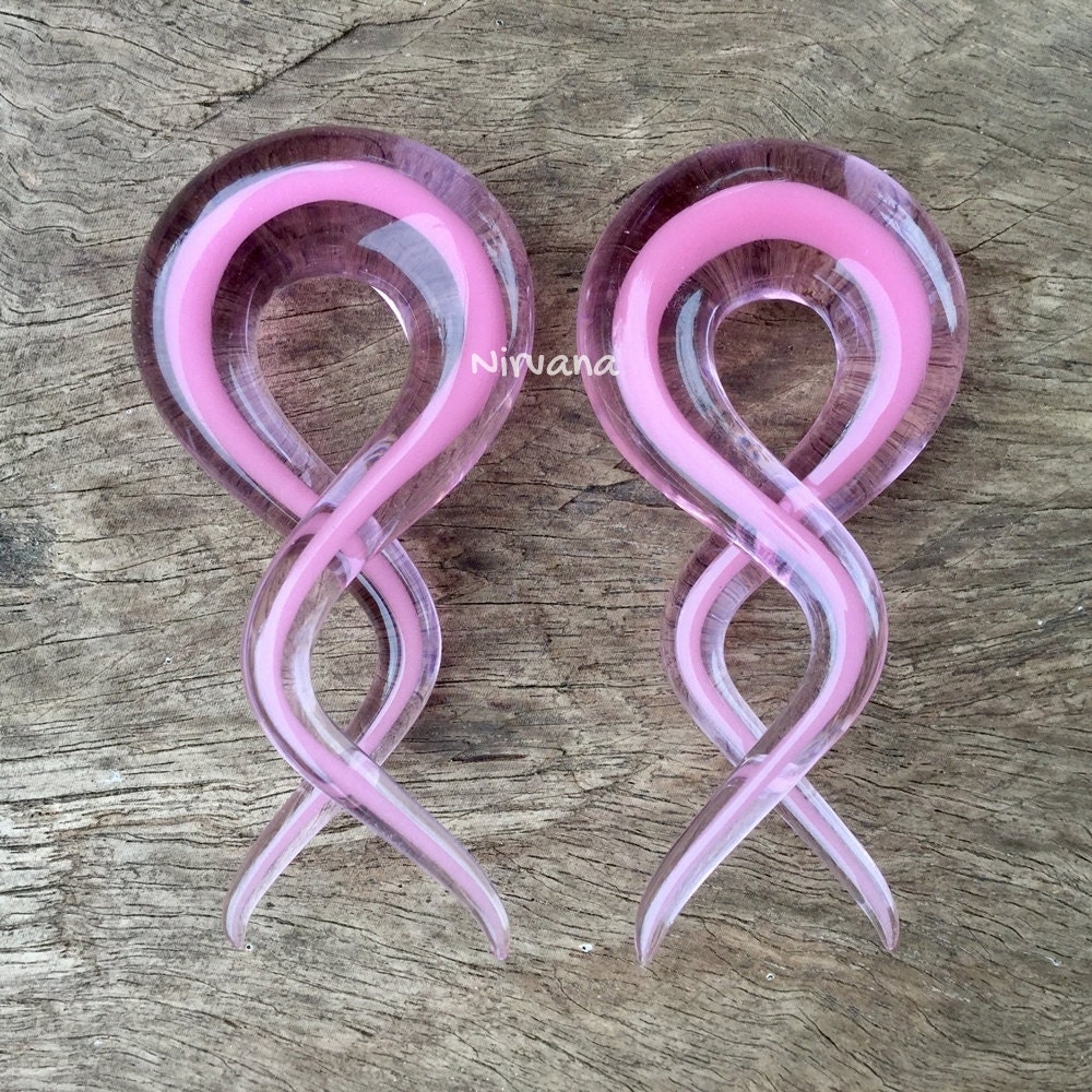 1 Pair (2 Pieces) Encased Pink in Translucent Pink Double Twists - Etsy